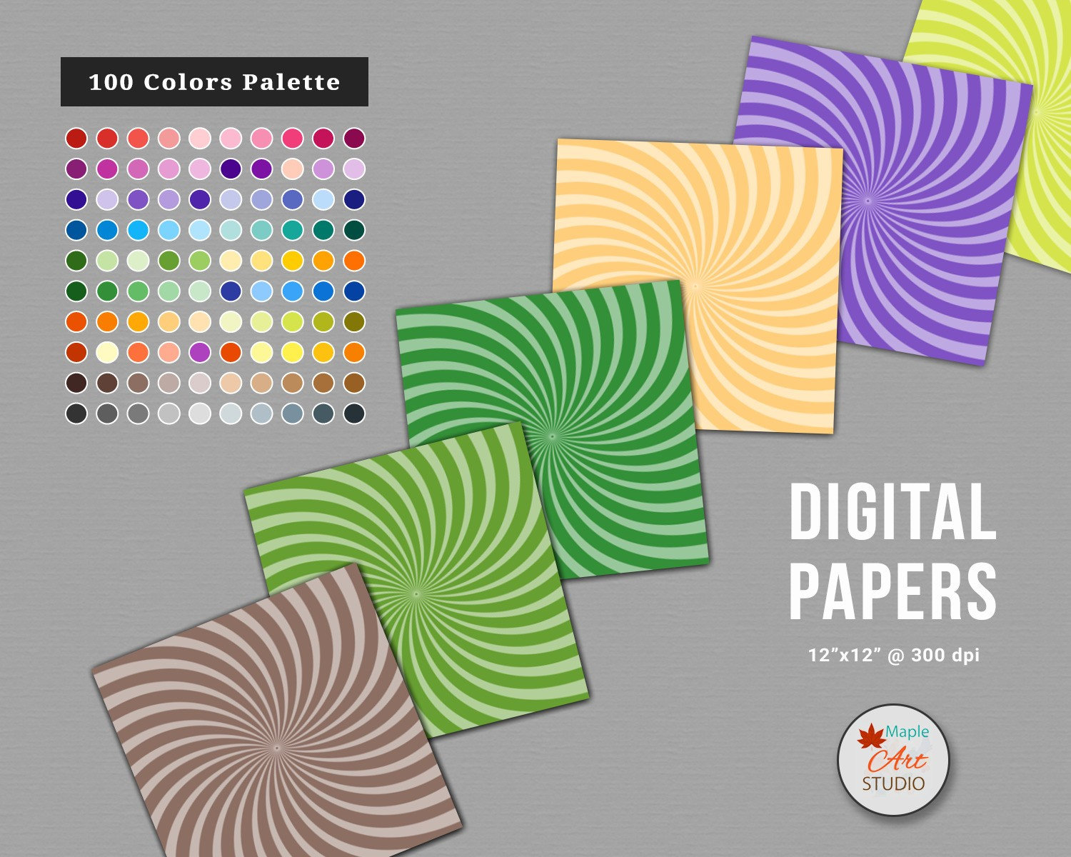 Twisted Sunburst Digital Paper, 100 Rainbow Colors, Tinted Star Burst ...