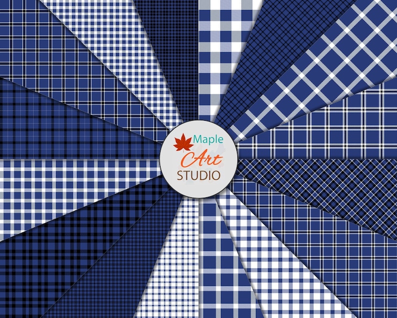 Blue Plaid Tartan Digital Papers Pack, Lumberjack Flannel, Fabric ...