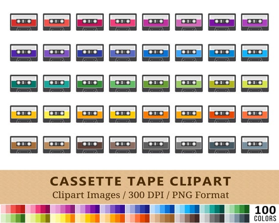 100 Cassette Tape Clipart Audio Music Clip Art Rainbow | Etsy