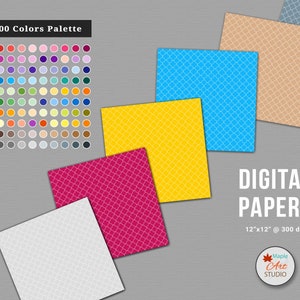 Tinted Quatrefoil Digital Paper, 100 Rainbow Mosaic Moroccan Pattern ...