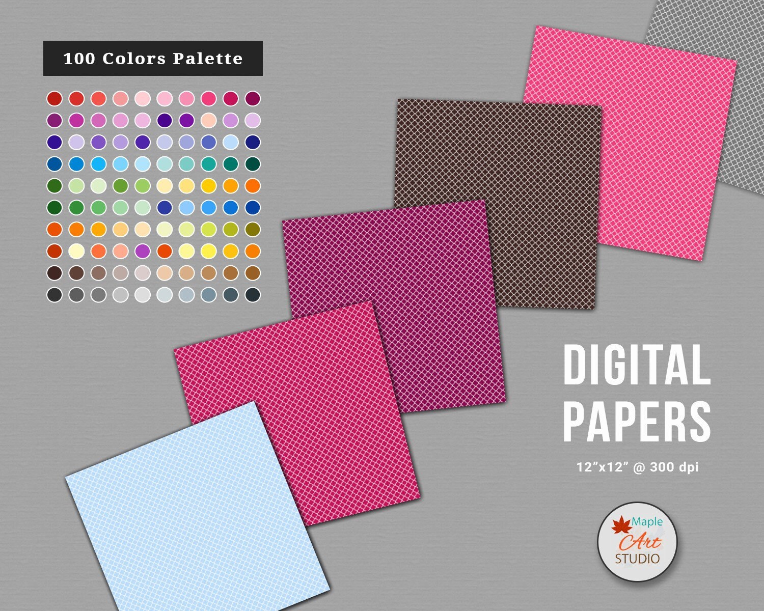Quatrefoil Digital Paper, 100 Rainbow Colors, Mosaic Moroccan Pattern ...