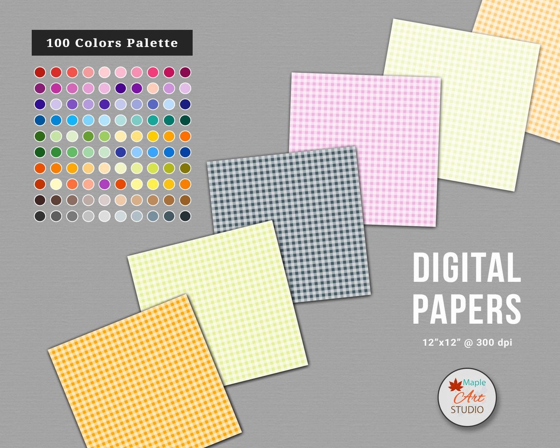 Gingham Digital Paper Pack, Gingham Printable Paper, Scrapbook Paper ...