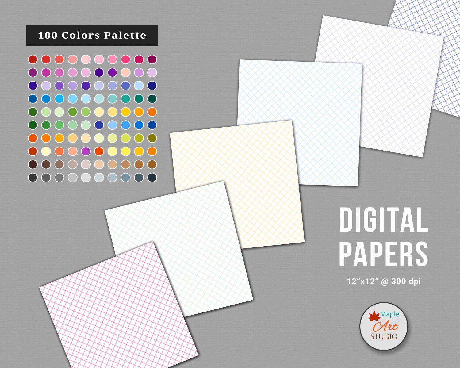 Diagonal Grid Digital Paper, 100 Rainbow Check Squares Pattern, Diamond ...