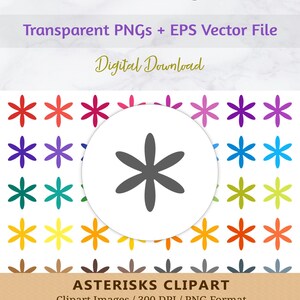 100 Asterisk Clipart Flower Clip Art Rainbow Colors - Etsy