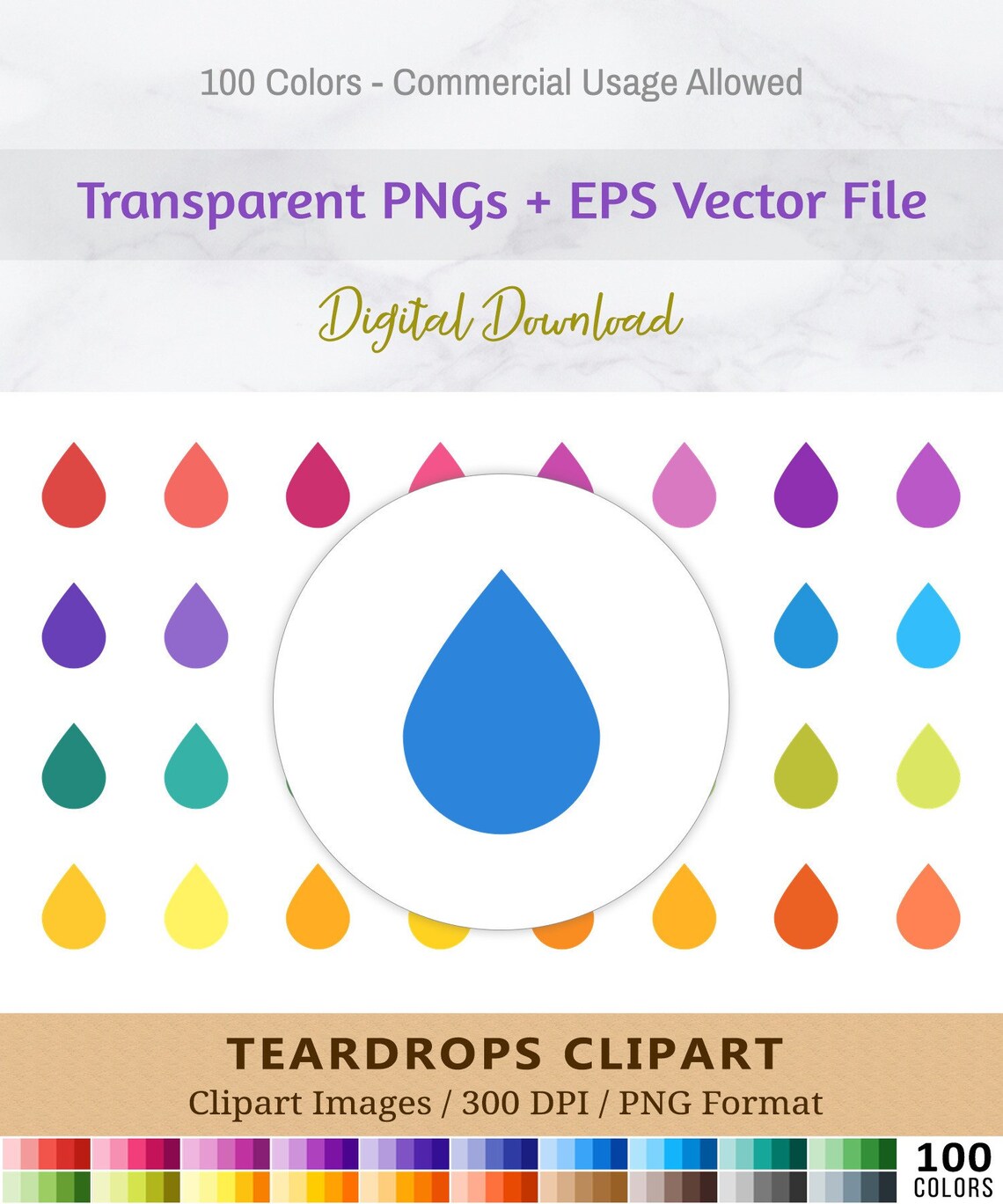 100 Teardrop Clipart, Tear Drop Clip Art, Hydrate Water Drop, Rainbow ...
