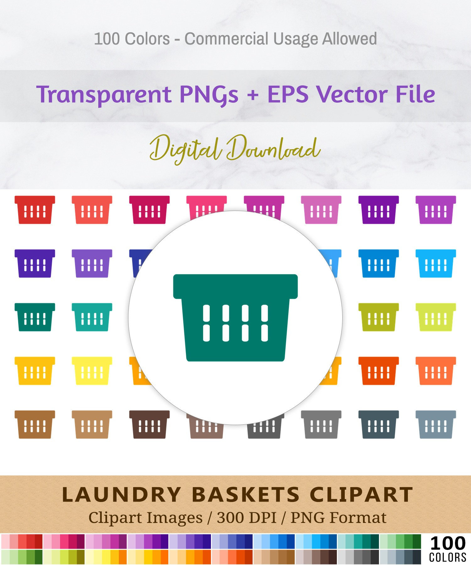 100 Laundry Basket Clipart, Baskets Clip Art, Rainbow Colors, Washing ...