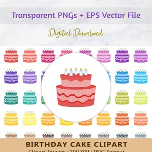 100 Birthday Cake Clipart, Birthday Clip Art, Rainbow Colors ...