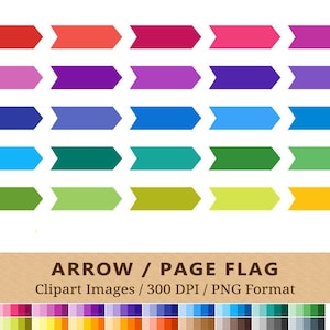 100 Page Flags Clipart, Arrow Clip Art, Rainbow Colors, Tab Flag ...