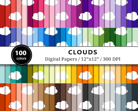 Clouds Digital Paper Backgrounds Sky Clouds Textures 100 | Etsy