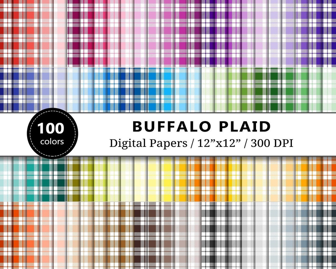 Buffalo Check Plaid Digital Papers, Gingham Lumberjack Flannel, 100 ...