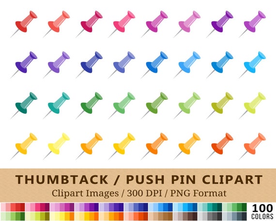 100 Thumbtack Clipart Push Pins Clip Art Rainbow Thumb Tack | Etsy