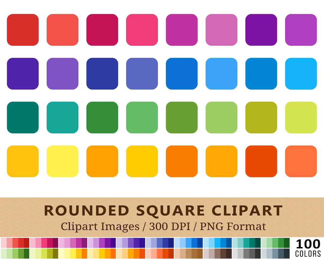 100 Rounded Square Clipart, Rainbow Colors, Planner Stickers ,clip Art ...