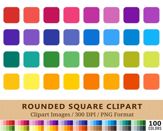 100 Rounded Square Clipart Rainbow Colors Planner Stickers - Etsy