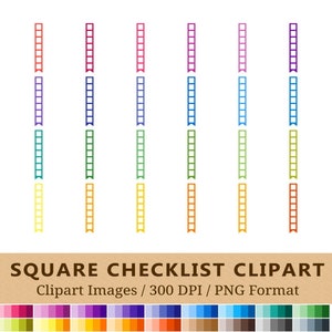 100 Square Checklist Clipart, Checklist Planner Box Clip Art, Rainbow ...