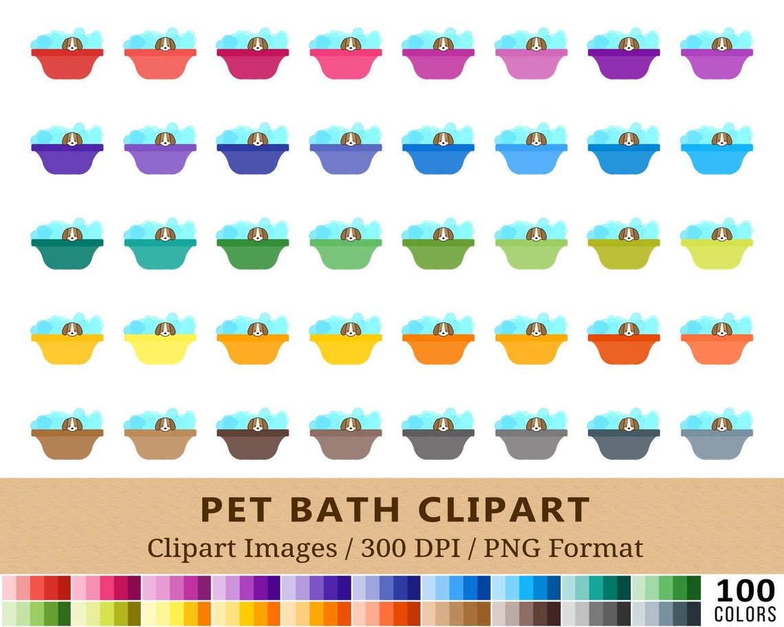 100 Dog Bath Clipart, Pet Bath Tub Clip Art, Rainbow Pet Care, Spa ...