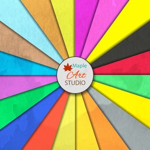 Watercolor Digital Paper Backgrounds, Bright Wet Colour Textures, 20 ...