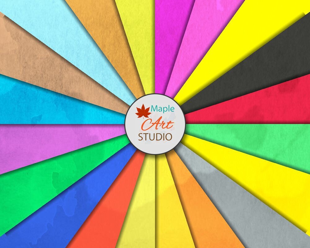 Watercolor Digital Paper Backgrounds, Bright Wet Colour Textures, 20 ...