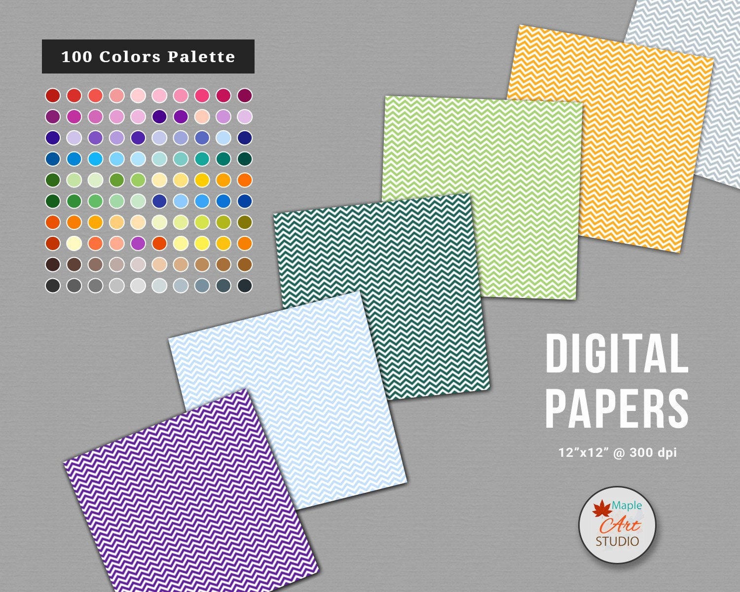 Chevron Digital Papers, Chevron Printable Paper, Scrapbook Paper, 100 ...