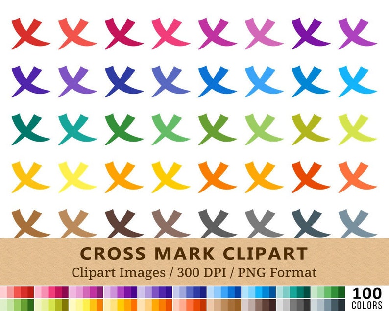 100 X Mark Clipart, Cross Mark Clip Art, Rainbow Colors, Planner ...