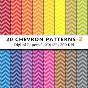 20 Chevron Digital Paper Pack, Chevron Printable Paper, Scrapbook Paper ...