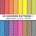 20 Chevron Digital Paper Pack, Chevron Printable Paper, Scrapbook Paper ...
