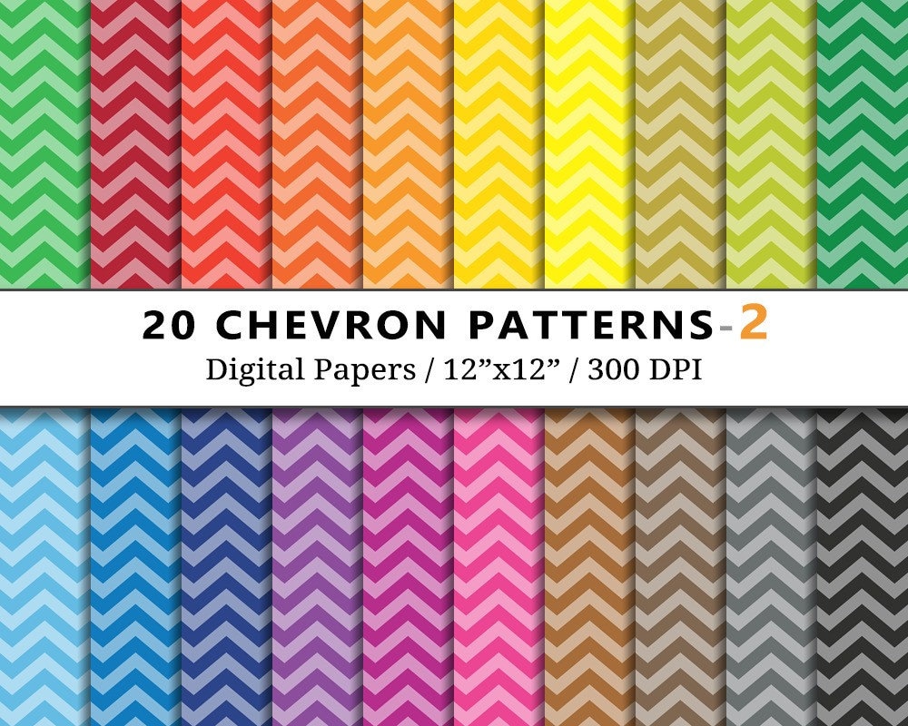 20 Chevron Digital Paper Pack, Chevron Printable Paper, Scrapbook Paper ...