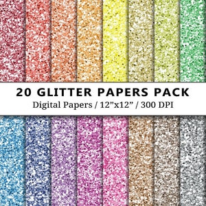 Glitter Textures Digital Paper, Sparkle Scrapbook Paper, Sparkling ...