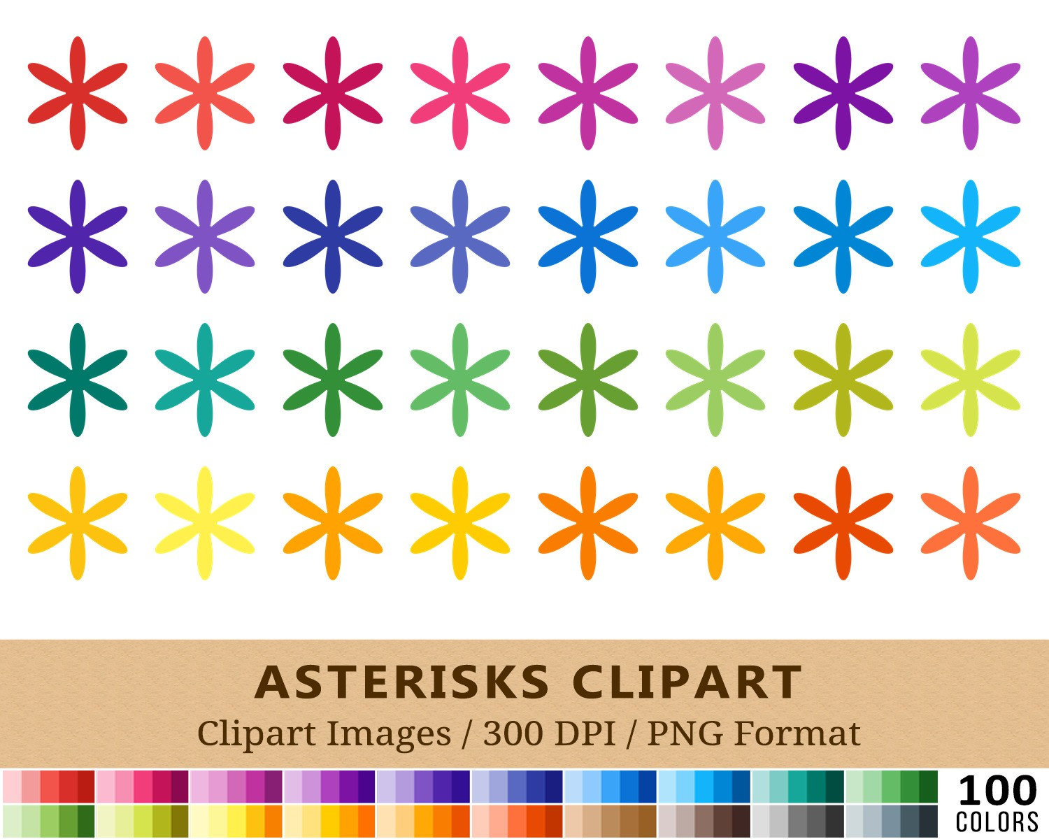 100 Asterisk Clipart Flower Clip Art Rainbow Colors - Etsy France