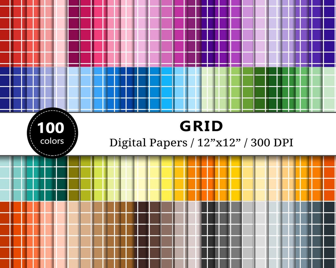 Grid Digital Paper, 100 Rainbow Check Squares Pattern, Pastel Grid ...