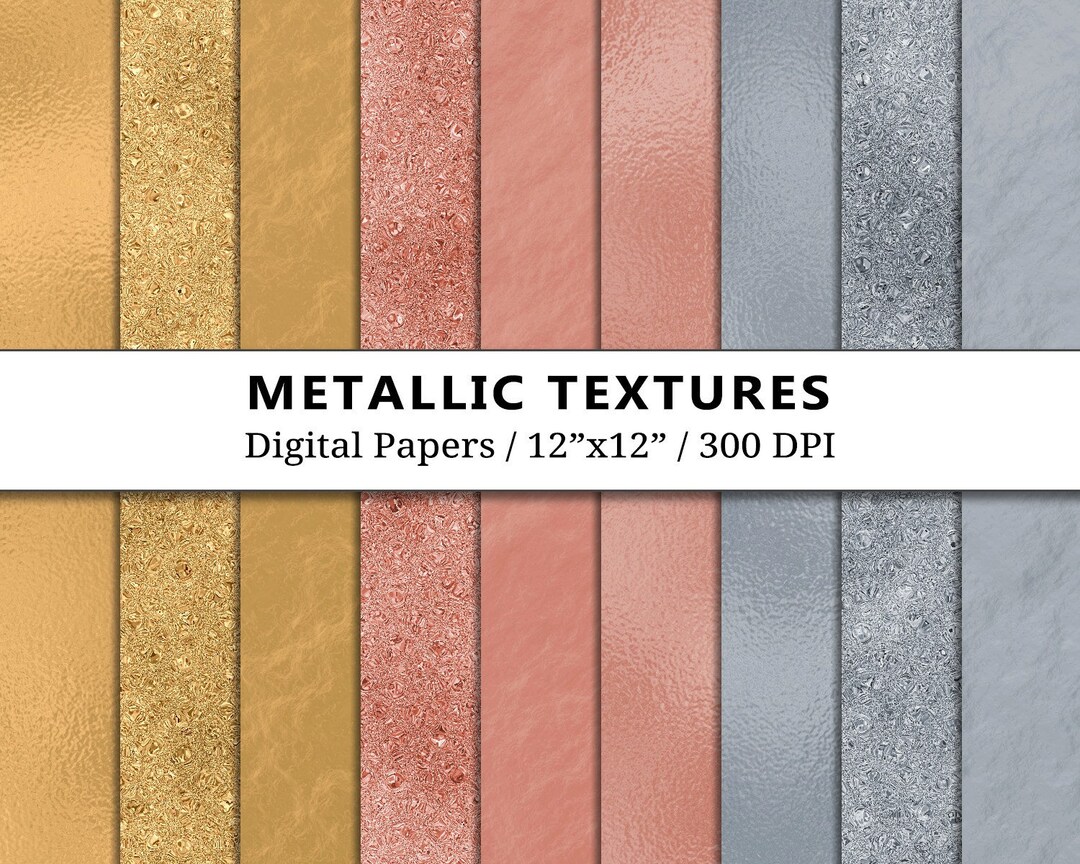 Metallic Digital Paper Textures, Scrapbook, Rose Gold Silver Glitter ...