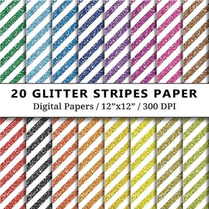 Glitter Stripes Digital Paper, Glitter Textures, Striped Paper ...