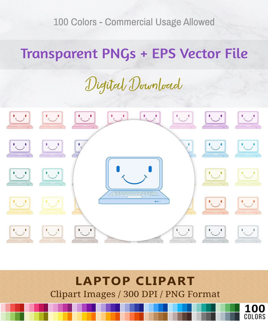 100 Laptop Clipart, Monitor Clip Art, Rainbow Colors, Computer Planner ...