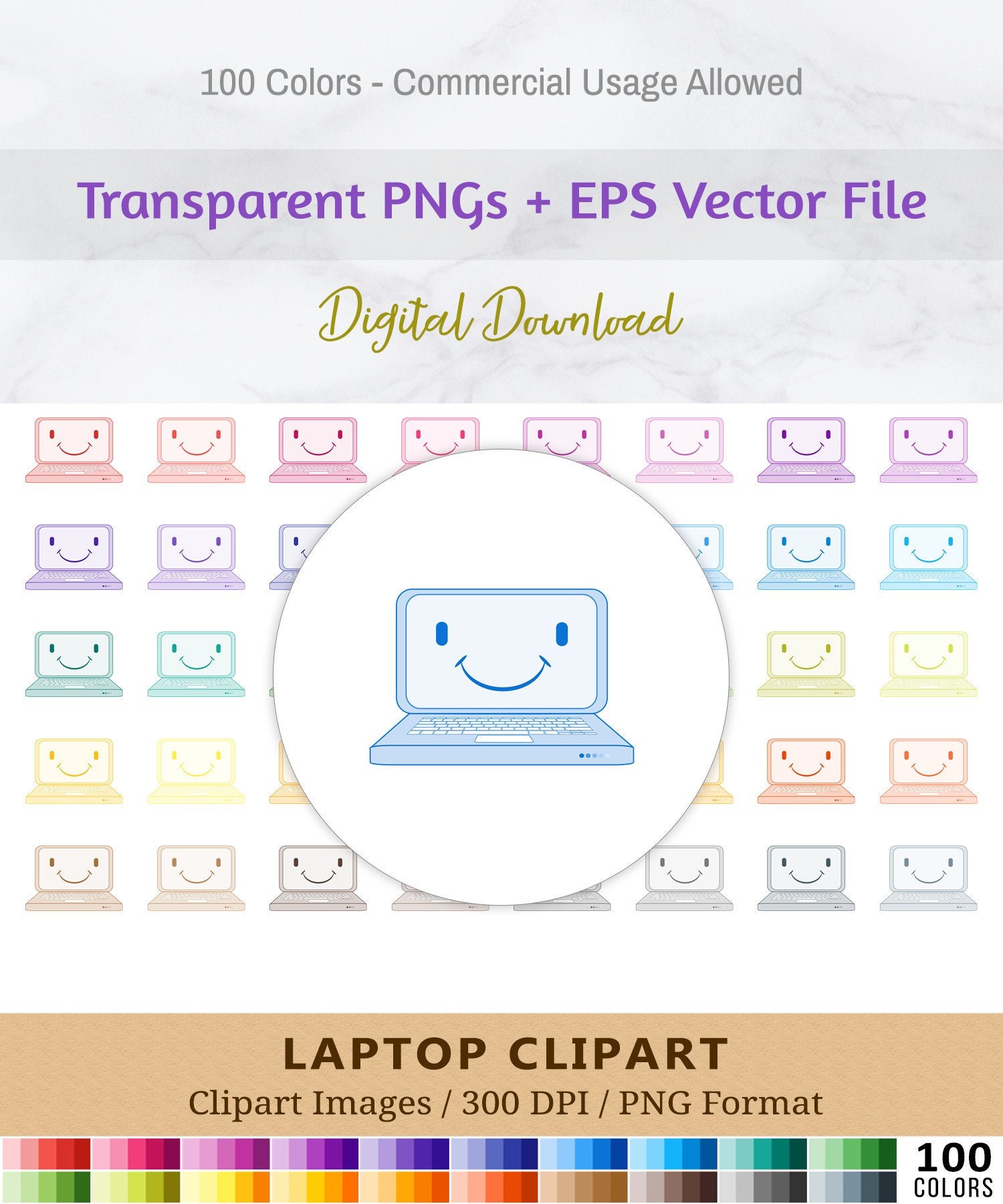 100 Laptop Clipart, Monitor Clip Art, Rainbow Colors, Computer Planner ...