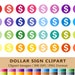 100 Dollar Sign Clipart, Circle Money Symbol Clip Art, Rainbow, Pay Day ...
