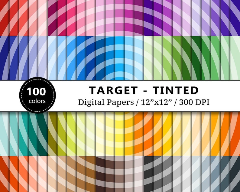 Tinted Target Digital Paper 100 Rainbow Target Pattern - Etsy