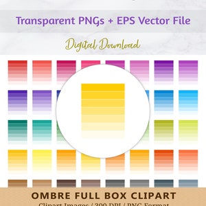 100 Ombre Full Box Clipart, Checklist Planner Box Clip Art, Rainbow ...