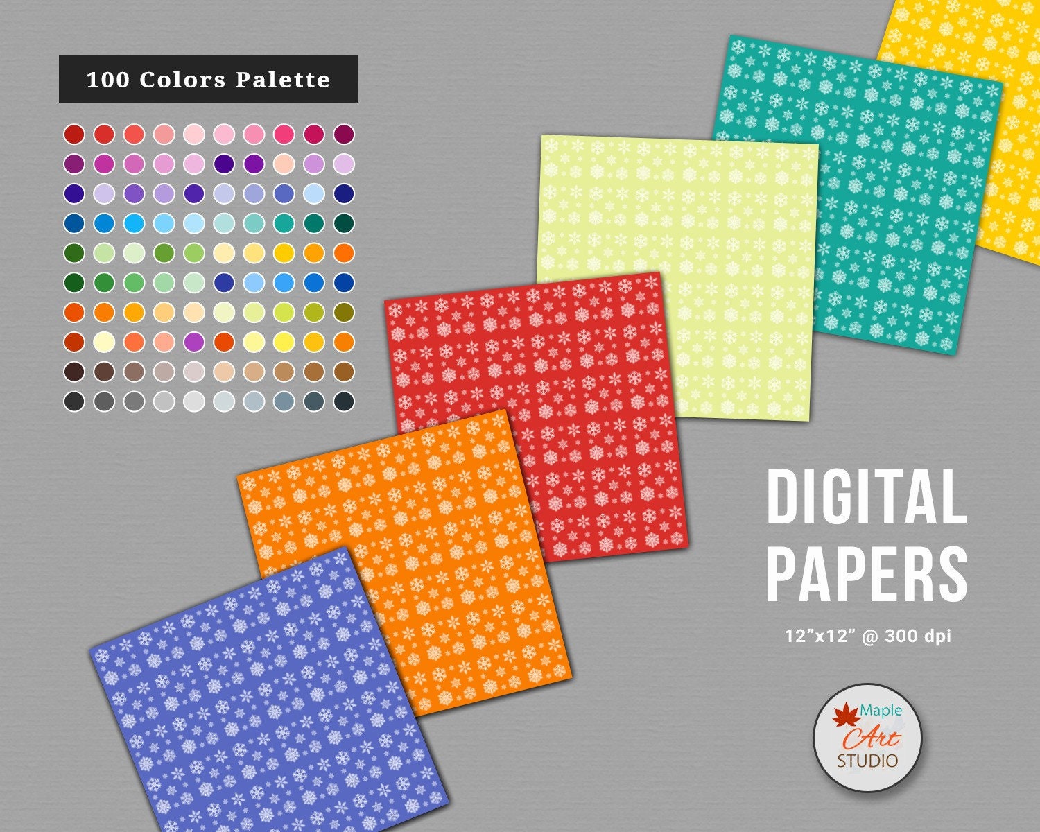 White Snowflakes Digital Paper Printable, 100 Snowflake Scrapbook Paper ...