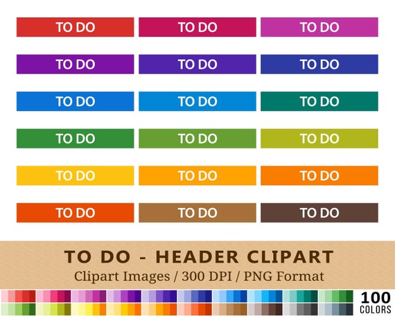 100 to Do Header Clipart Planner Box Header Clip Art Rainbow | Etsy