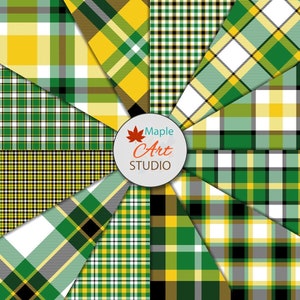 Plaid Tartan Digital Papers, Lumberjack Flannel, Green Yellow Fabric ...