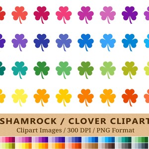 100 Clover Clipart, Shamrock Clip Art, Rainbow Planner Printable ...
