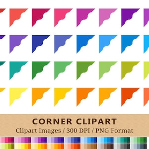 100 Corner Tag Clipart, File Corner Clip Art, Rainbow Colors, Planner ...