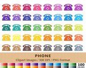 100 Telephone Clipart Rotary Phone Clip Art Rainbow Colors - Etsy
