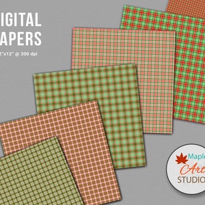 Christmas Tartan Plaid Digital Papers Pack, Red and Green, Checkered ...