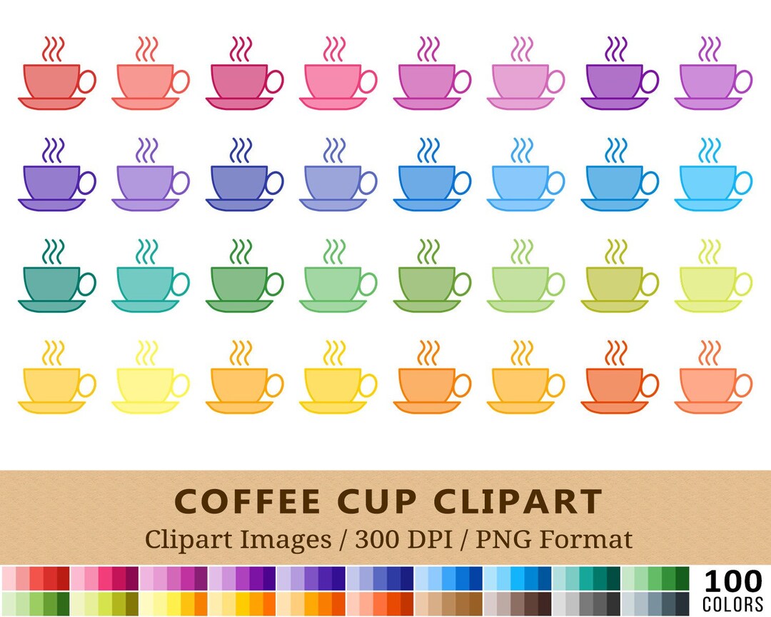 100 Cup Saucer Clipart, Tea Cup Plate Clip Art, Coffee Cup, Rainbow ...