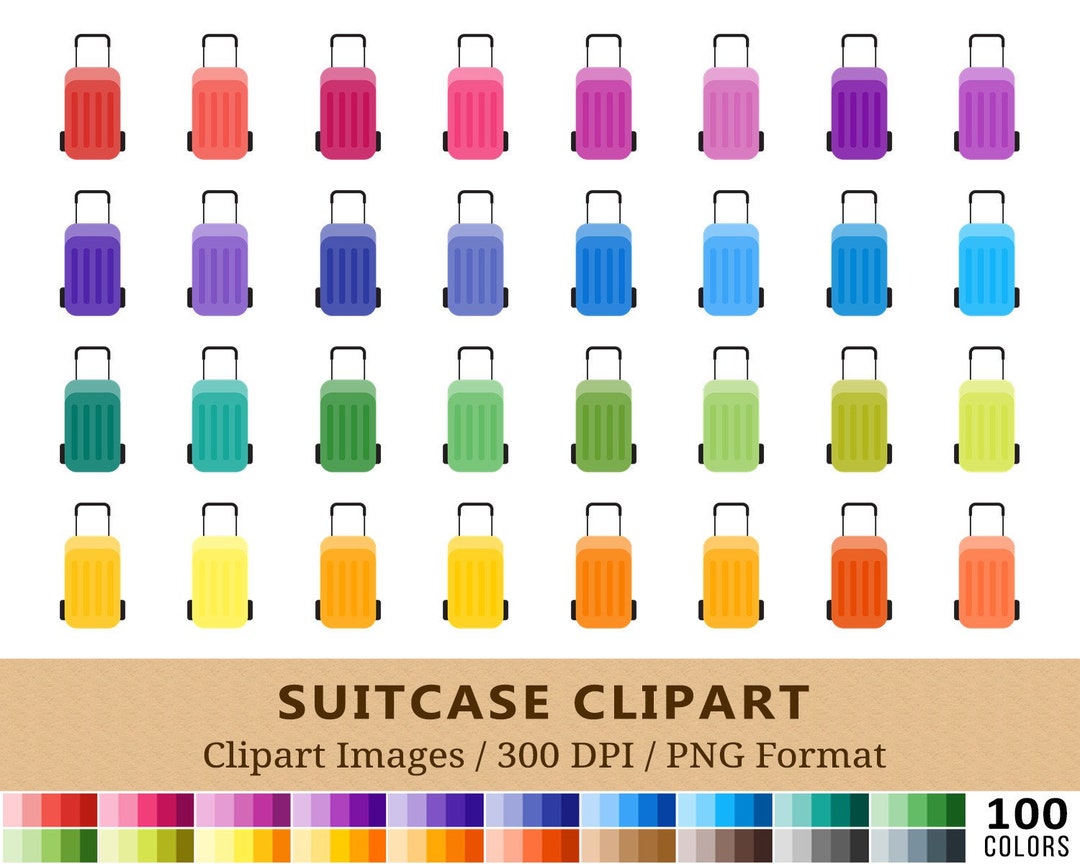 100 Suitcase Clipart, Travel Case Clip Art, Rainbow Luggage Planner ...