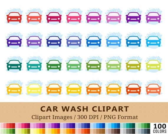 100 Car Wash Clipart Washing Clip Art Rainbow Colors | Etsy
