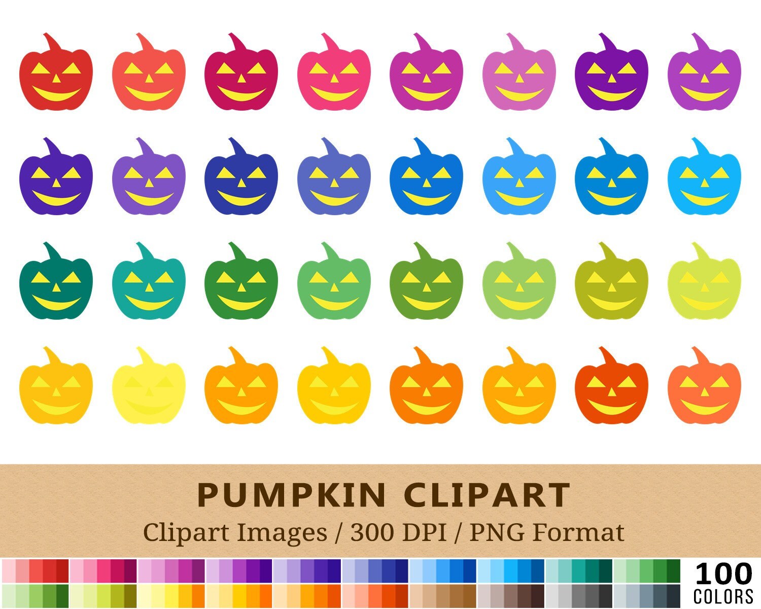 100 Jack O Lantern Clipart Halloween Pumpkin Clip Art - Etsy