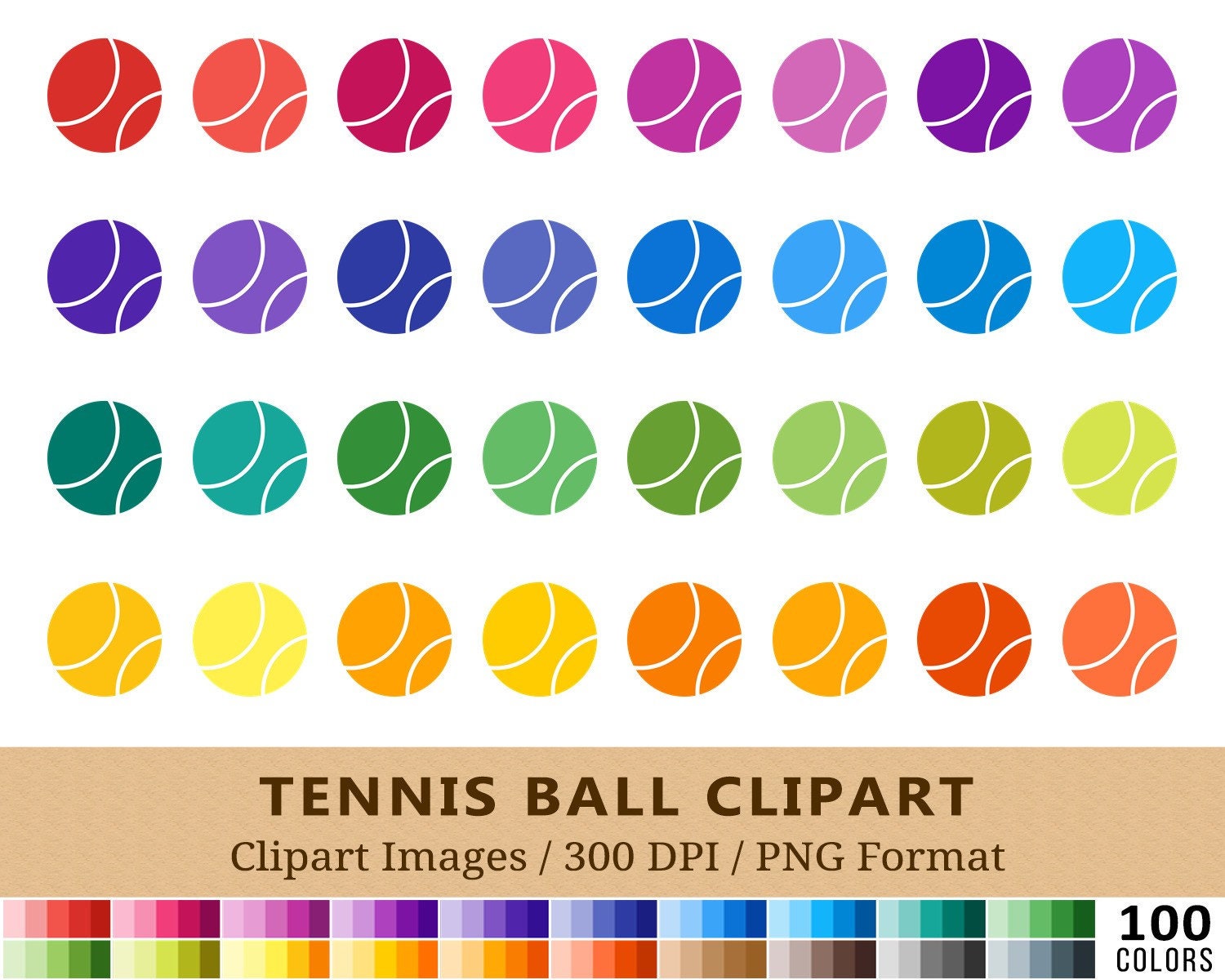 100 Tennis Ball Clipart, Sports Clip Art, Rainbow Movie Planner ...