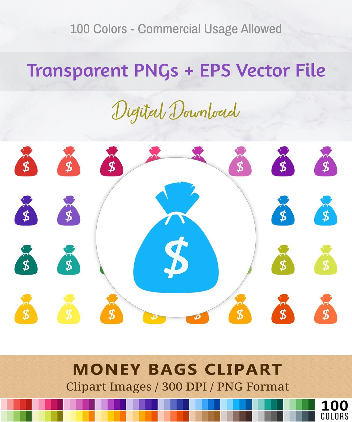100 Money Bag Clipart, Coin Pouch Clip Art, Dollar, Cash, Pay Day ...