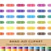 100 Band Aid Clipart, Adhesive Bandage Clip Art, Rainbow Colors, First ...